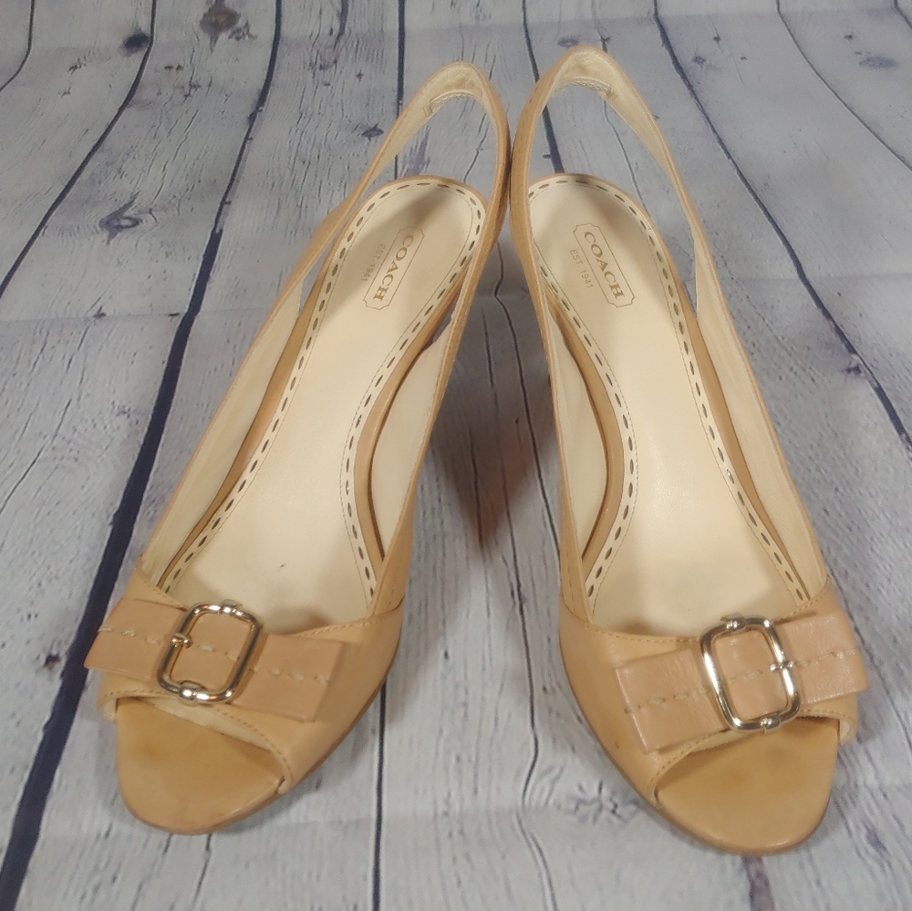Coach Miranda Nude Leather Slingback Size 10.5 - Gem